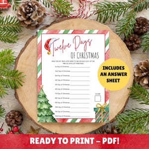 12 Days of Christmas - Printable Christmas Game - Twelve Days of ...