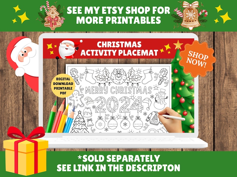 Christmas Coloring Page for Kids - Printable Christmas Placemat ...