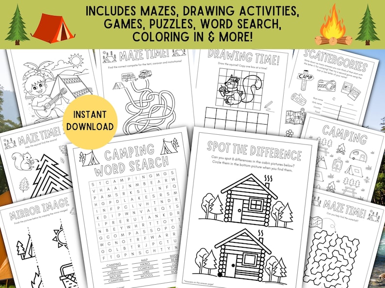 Kids Camping Activity Book PLUS Camping Journal Page! PRINTABLE PDF ...