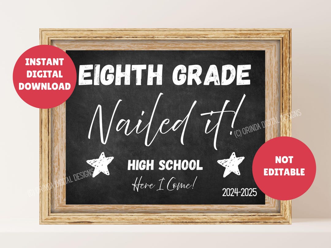 Eighth Grade Nailed It, High School Here I Come! PRINTABLE PDF Chalk ...