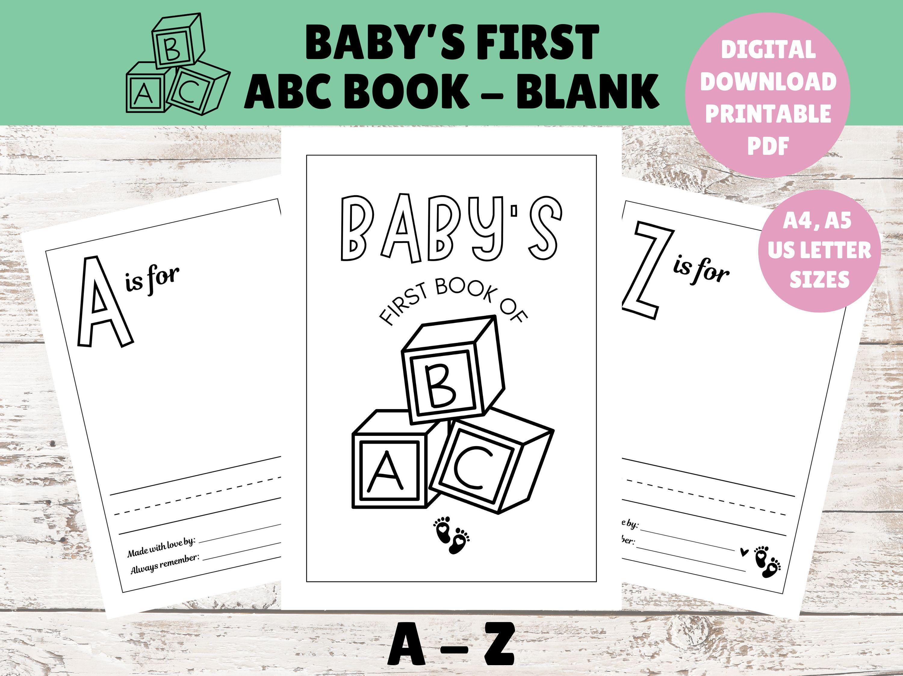 Blank Baby's First ABC Book DIY Baby Shower Game Baby Shower Activities ...