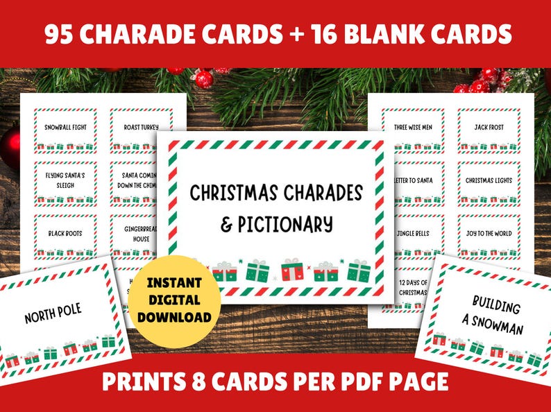 100+ Printable Christmas Charades & Pictionary Cards - Christmas ...