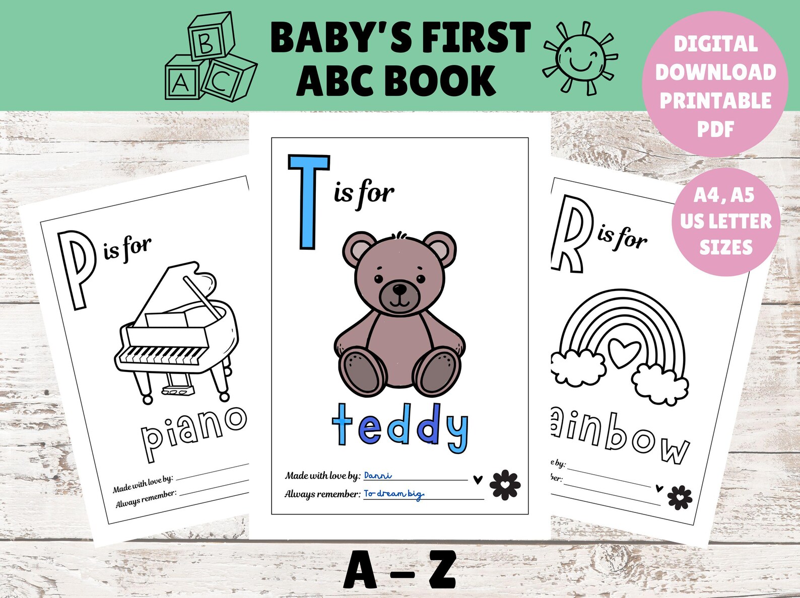 ABC Book - Baby's First ABC Book - Printable PDF Digital Download ...