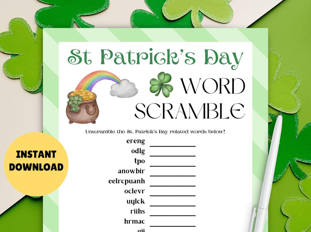 Word Scramble! PRINTABLE St Patrick's Day Word Jumble Game, St Patricks ...
