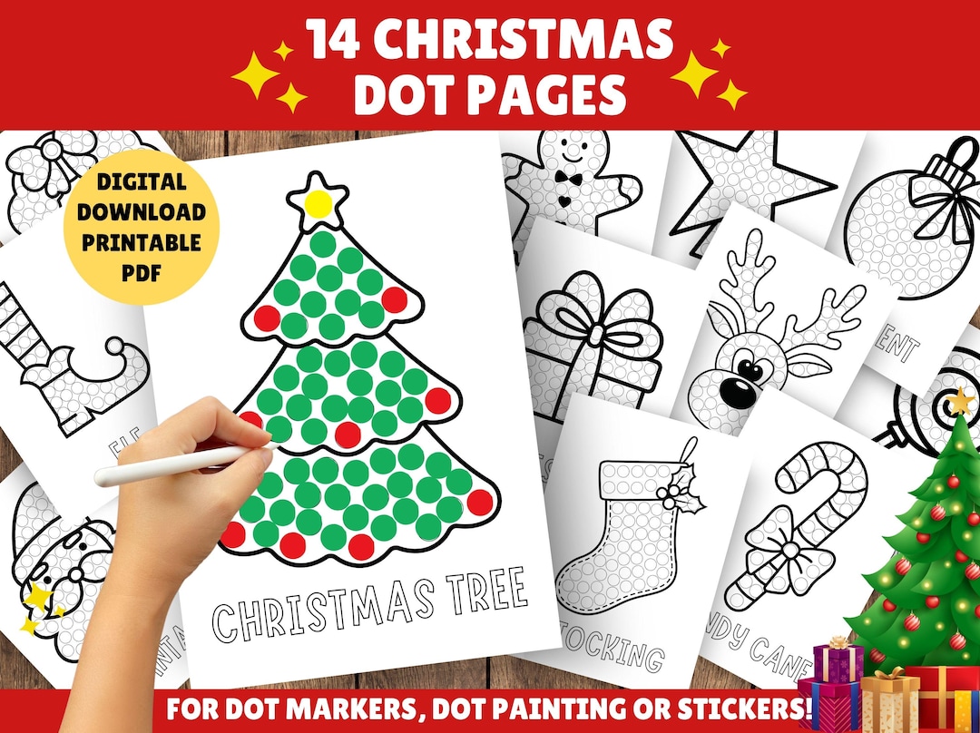 14 Printable Christmas Dot Pages - Dot Painting for Kids - Dot Markers ...