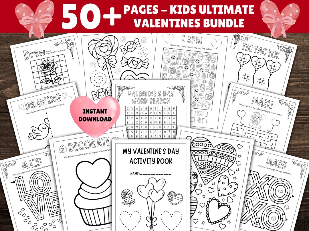 Kids Valentine's Day Activity Book - PRINTABLE Valentine’s Kids ...
