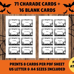 Halloween Charades & Pictionary Printable Cards - Halloween Printables ...
