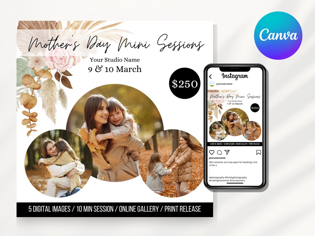 Mothers Day Mini Session Template for Photographers DIGITAL DOWNLOAD ...