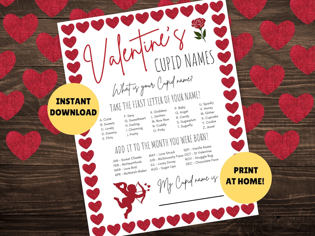 What's Your Cupid Name? PRINTABLE Valentine's Day Game - Cupid Names ...