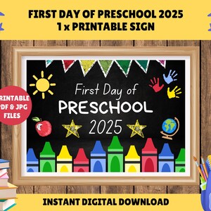 First Day of Preschool 2025 - PRINTABLE Digital Chalkboard Sign ...