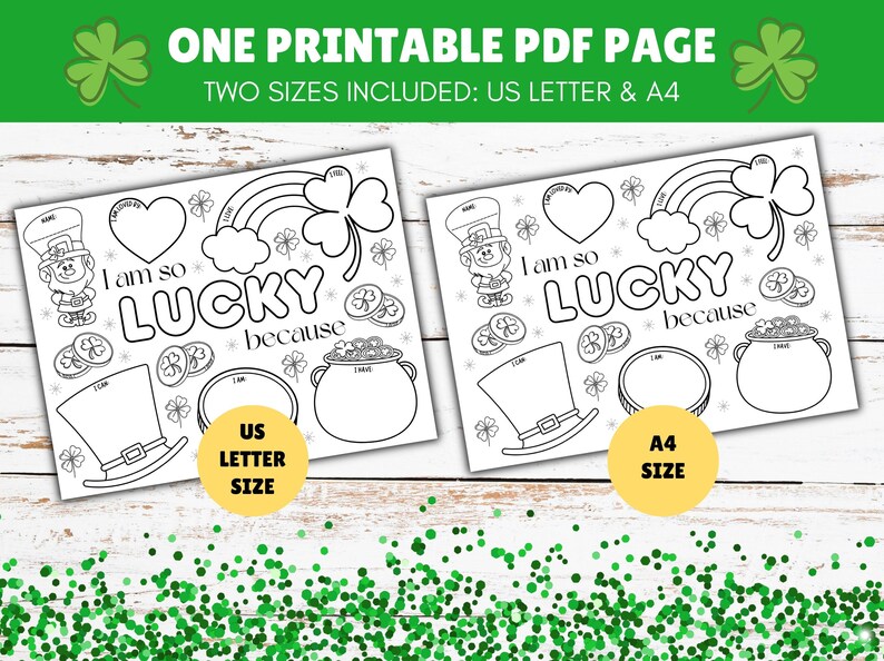 Printable "i Am Lucky Because" Worksheet - St. Patrick's Day I Am Lucky ...