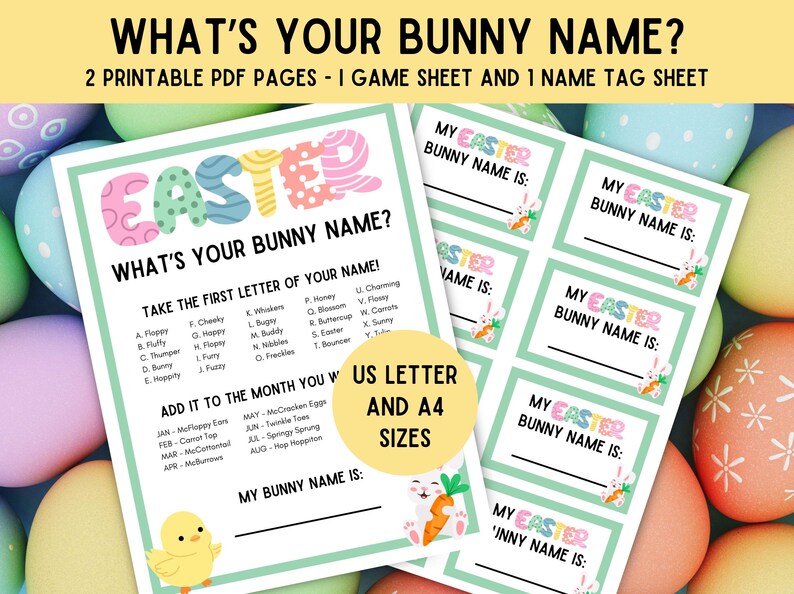 What's Your Bunny Name? PRINTABLE Easter Bunny Name Game, Easter ...
