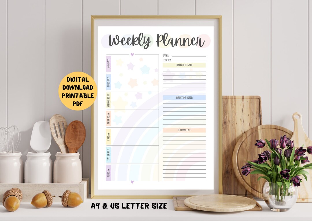 Weekly Planner Printable PDF Digital Download Schedule Itinerary Plans ...