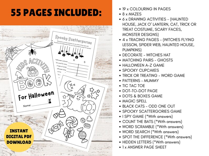 Halloween Activities for Kids - Printable PDF - Instant Digital ...