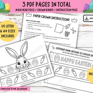 Easter Bunny Paper Crown! PRINTABLE Easter Coloring Crown! Kids Easter ...