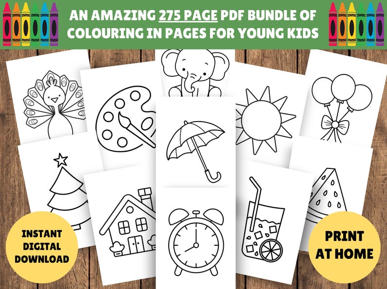 275 Pages - Easy Jumbo Coloring Pages for Little Hands - Printable ...