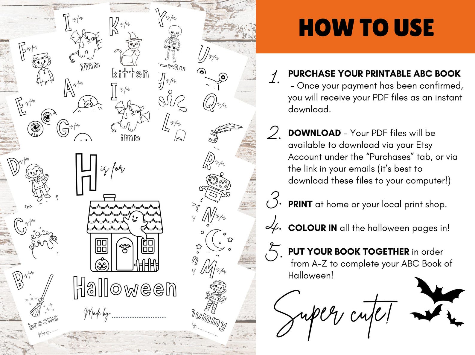 Halloween Book of ABC - Baby's First ABC Book - Printable PDF Digital ...
