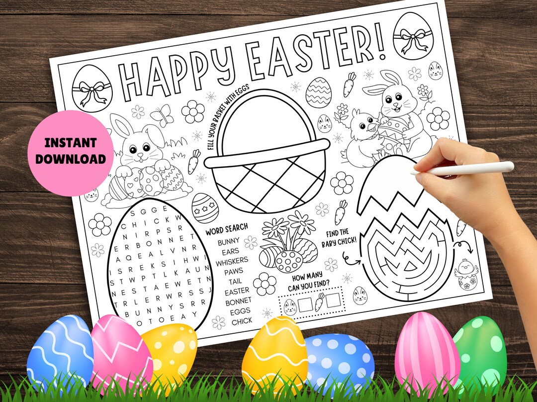 Kids Easter Activity Placemat! PRINTABLE Kids Easter Activity Page ...