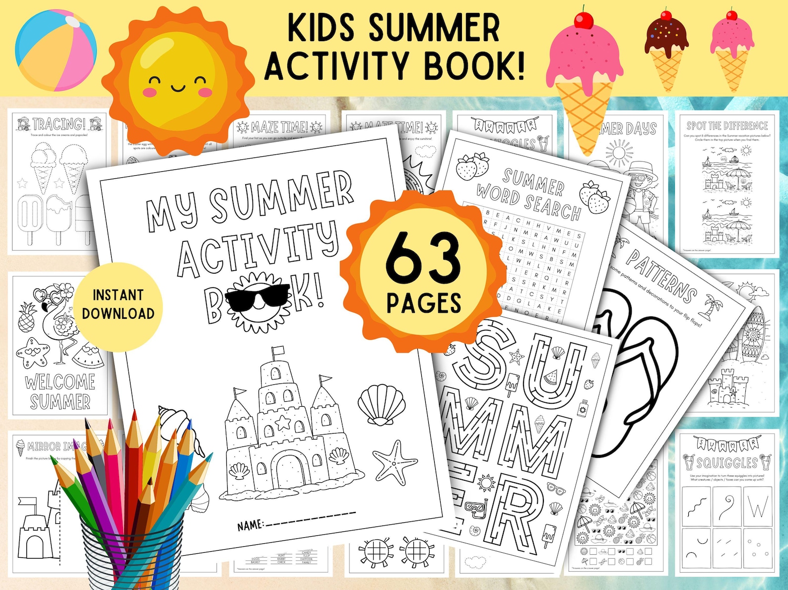 Kids Summer Activity Book PLUS Summer Journal Pages! PRINTABLE Kids ...
