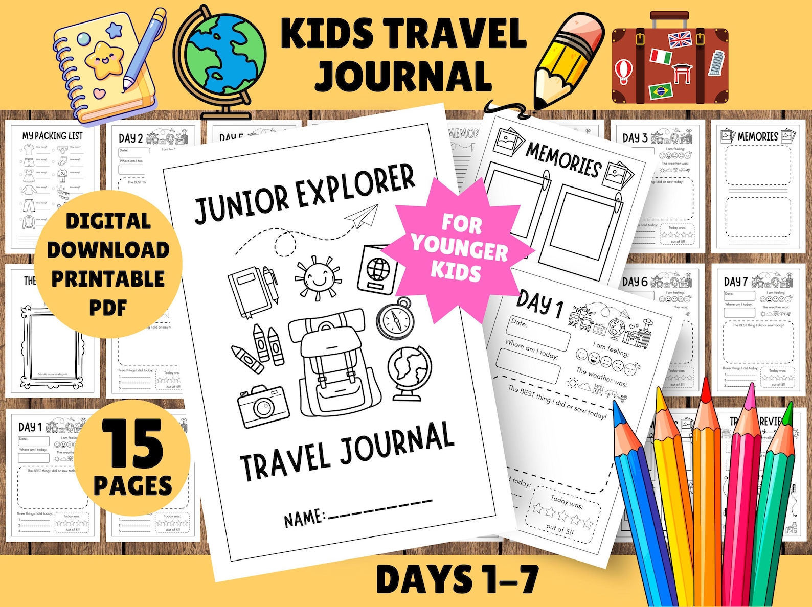 Junior Explorer Travel Journal - Printable Travel Journal for Younger ...