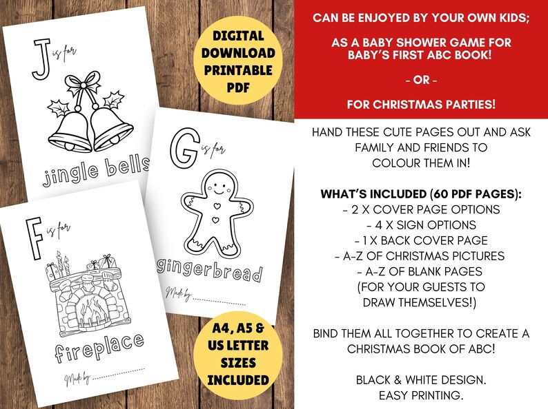 Christmas Book of ABC - Baby's First ABC Book - Printable PDF Digital ...