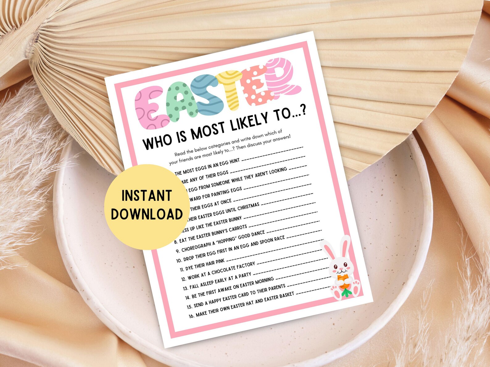 Easter Who is Most Likely To...? PRINTABLE Easter Game, Easter Activity ...