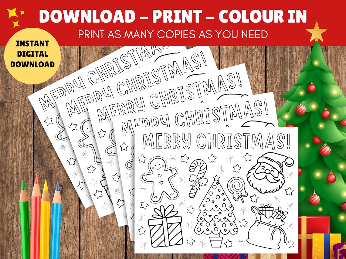Christmas Coloring Page for Kids - Printable Christmas Placemat ...