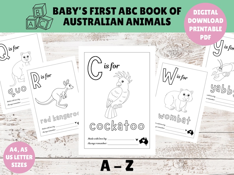 Australian Animals - Baby's First ABC Book - DIY Alphabet Book - Baby ...