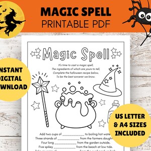 Magic Spell Printable PDF - Halloween Activity for Kids - Instant ...