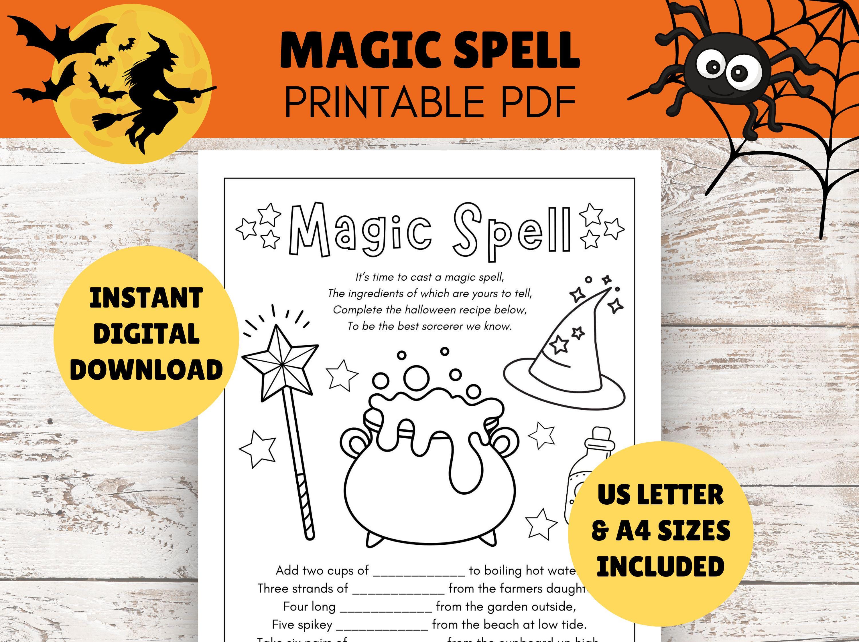 Magic Spell Printable PDF - Halloween Activity for Kids - Instant ...