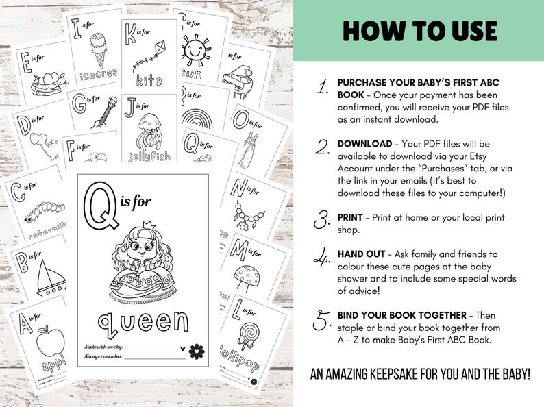 ABC Book - Baby's First ABC Book - Printable PDF Digital Download ...