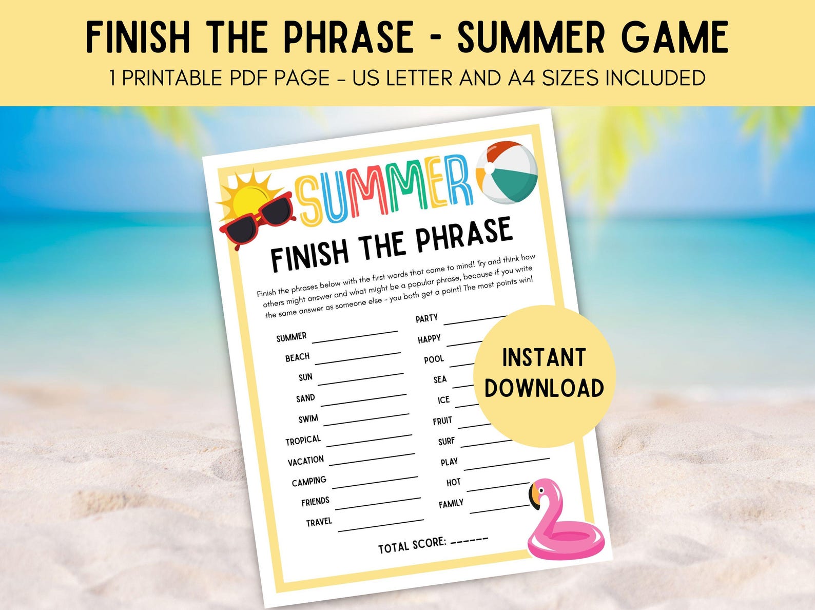 Sunmer Finish the Phrase Game! PRINTABLE Summer Finish the Sentence ...