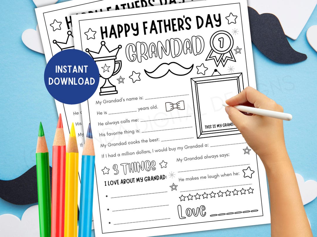 Grandad - Happy Father's Day! PRINTABLE All About My Grandad, Activity ...