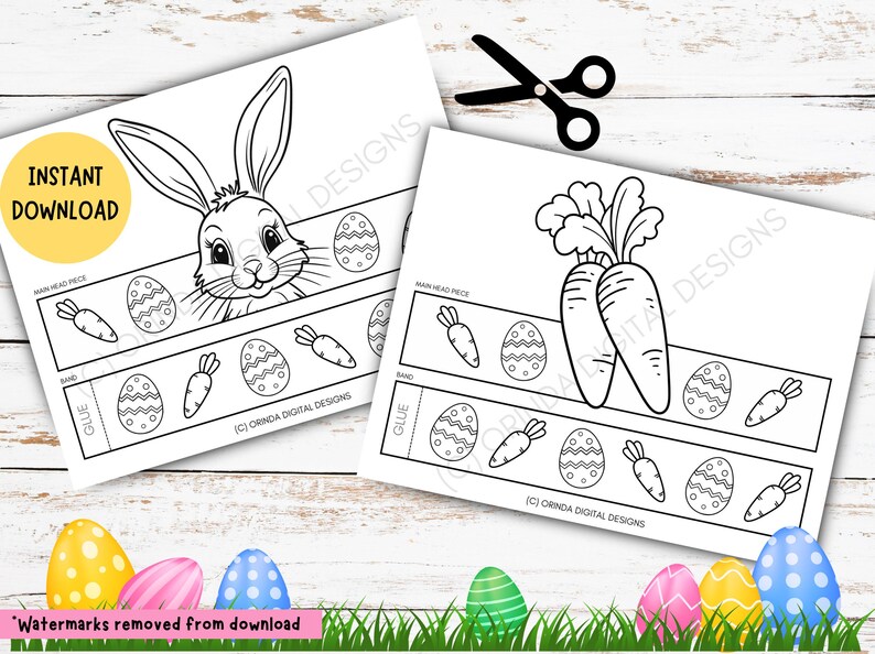 9 X Easter Paper Crowns! PRINTABLE Coloring Crown! Kids Easter Craft ...