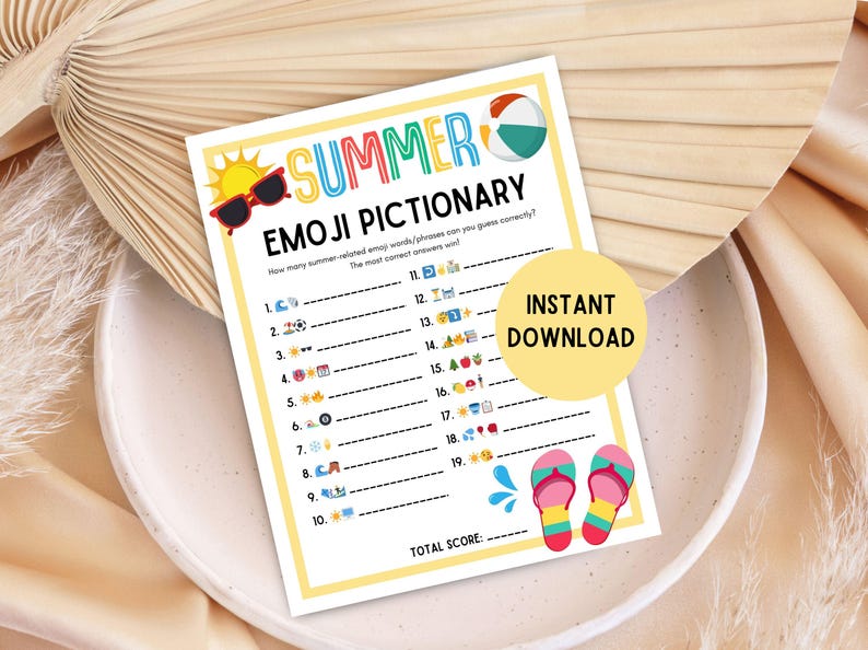 Summer Emoji Pictionary Game! PRINTABLE Summer Emoji Game, Summer Party ...