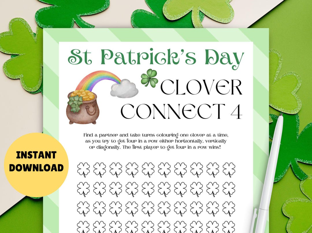 Clover Connect 4 Game! PRINTABLE St Patrick's Day Game, St Patricks Day Activity, St Paddys ...