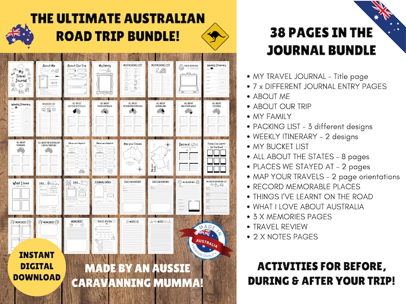 AUSTRALIAN Kids Travel Journal Bundle & Activity Book - A4 Size ...