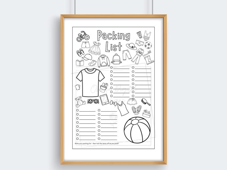Kids Packing List Bundle 4 Printable PDF Pages Instant DIGITAL DOWNLOAD ...