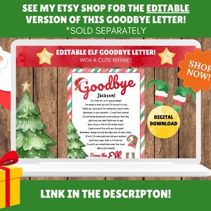 Goodbye Elf Letter - With A Cute Rhyme! NOT EDITABLE - Instant Digital ...