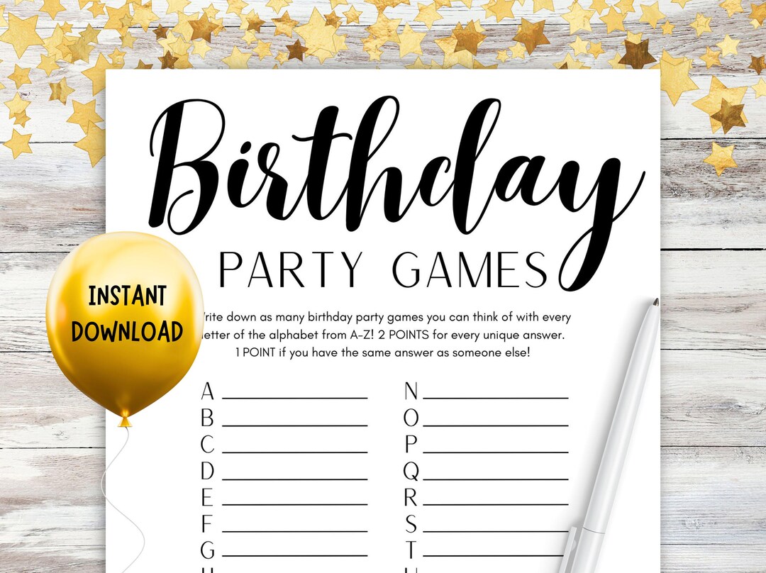 Birthday Party Games A-Z Word Game! PRINTABLE Birthday Word Game ...
