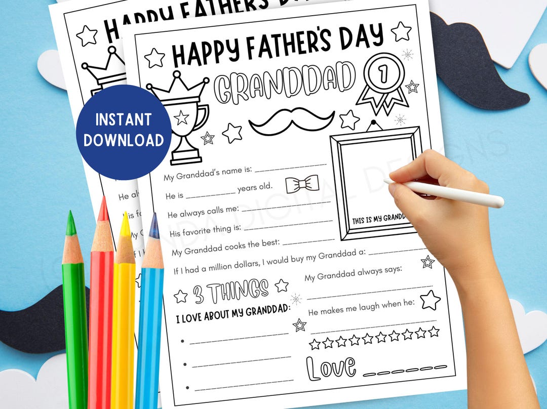 Granddad - Happy Father's Day! PRINTABLE All About My Granddad ...