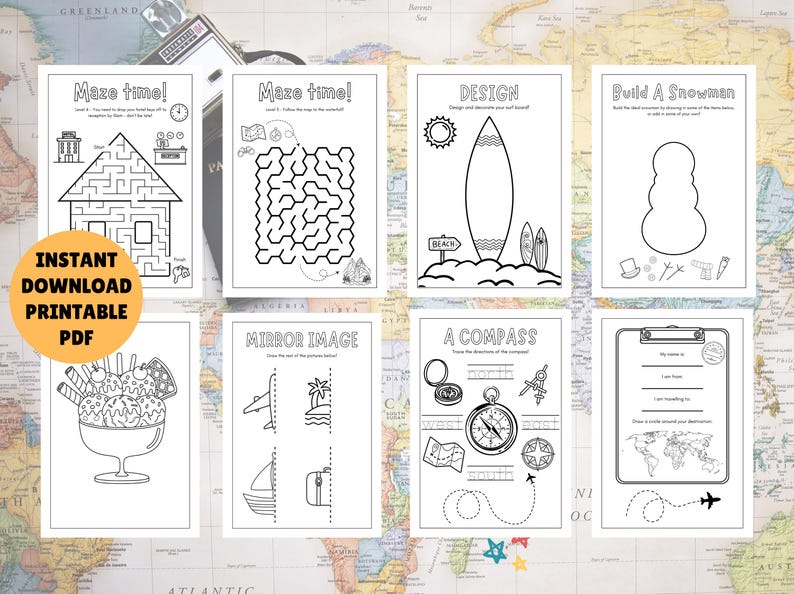Kids Travel Activities! Printable Pdf, Instant Digital Download ...