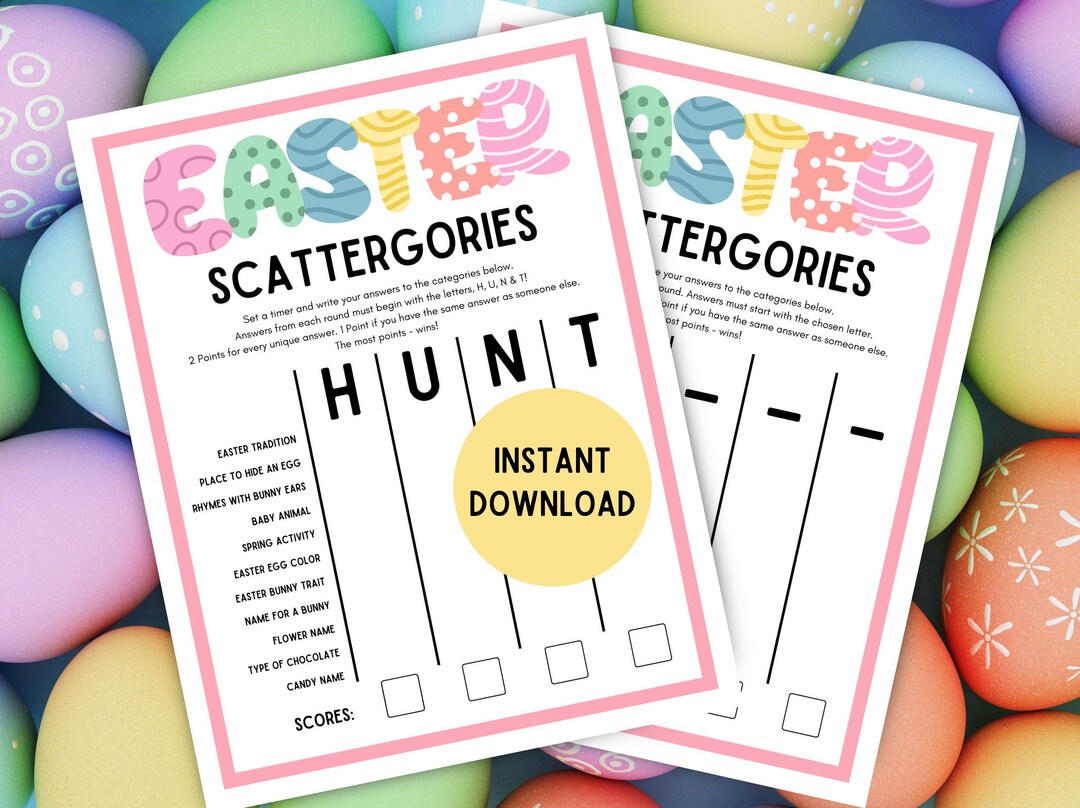 2 X Easter Scattergories! PRINTABLE Easter Game, Easter Activity ...