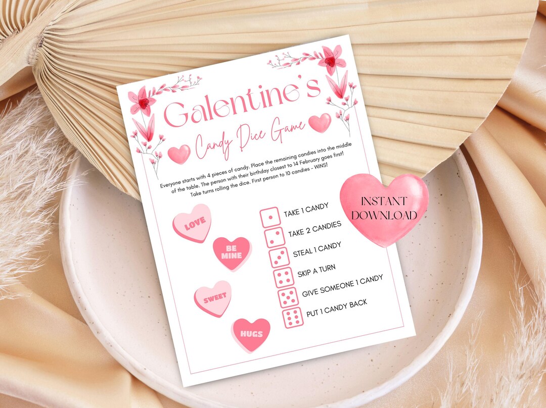 Candy Dice Game! PRINTABLE Galentine's Candy Game, Galentine's Party ...