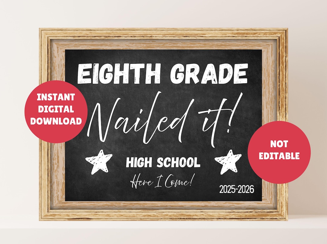 Eighth Grade Nailed It, High School Here I Come! PRINTABLE PDF Chalk ...