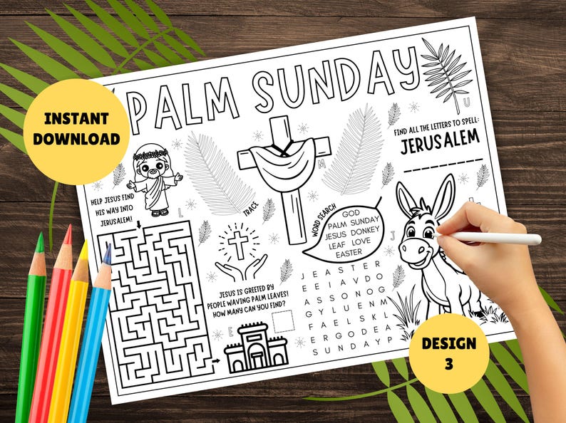 3 X Kids Holy Week Activity Placemats - PRINTABLE Kids Lent Placemat ...