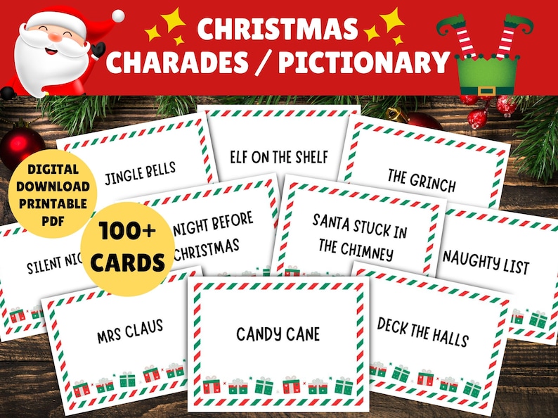 100+ Printable Christmas Charades & Pictionary Cards - Christmas ...