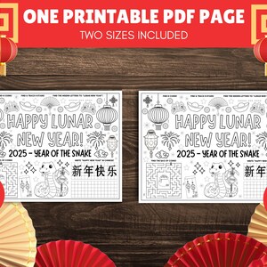 Kids Lunar New Year Activity Placemat - Lunar New Year 2025, PRINTABLE ...