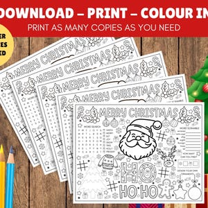 Christmas Activity Mat for Kids - Printable Christmas Placemat ...