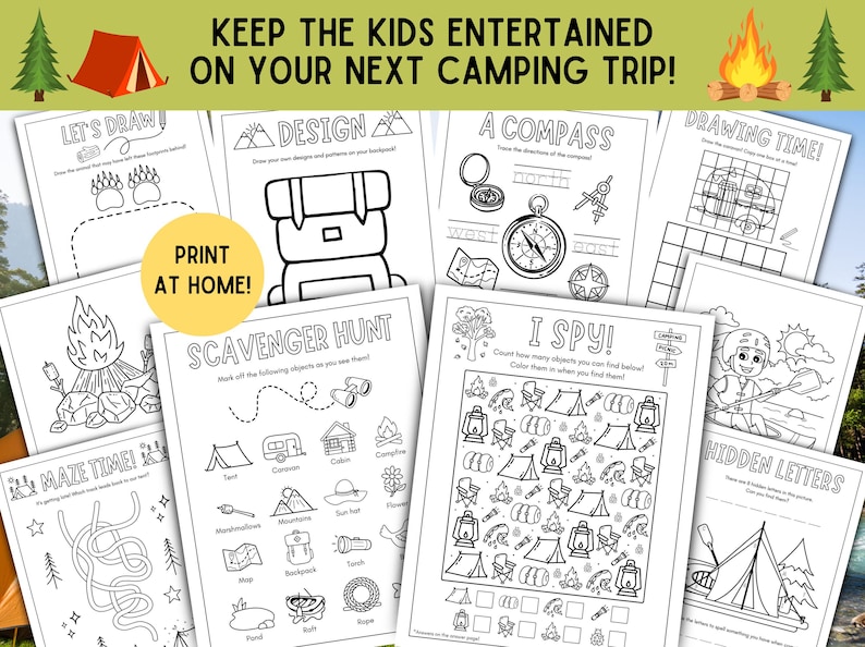 Kids Camping Activity Book PLUS Camping Journal Page! PRINTABLE PDF ...
